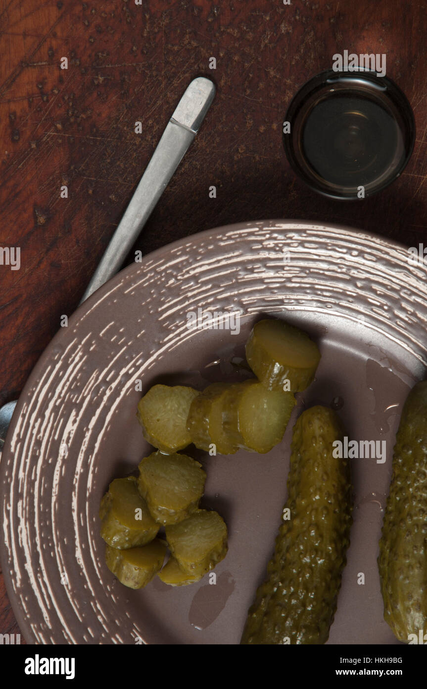 Salted cucumbers - traditional Russian appetizer to vodka Stock Photo ...