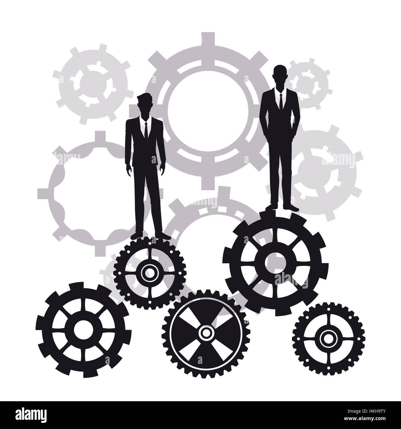 businessmen standing gear teamwork silhouette Stock Vector Image & Art ...