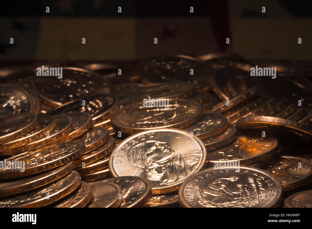 Pile of US dollar gold coins Stock Photo - Alamy