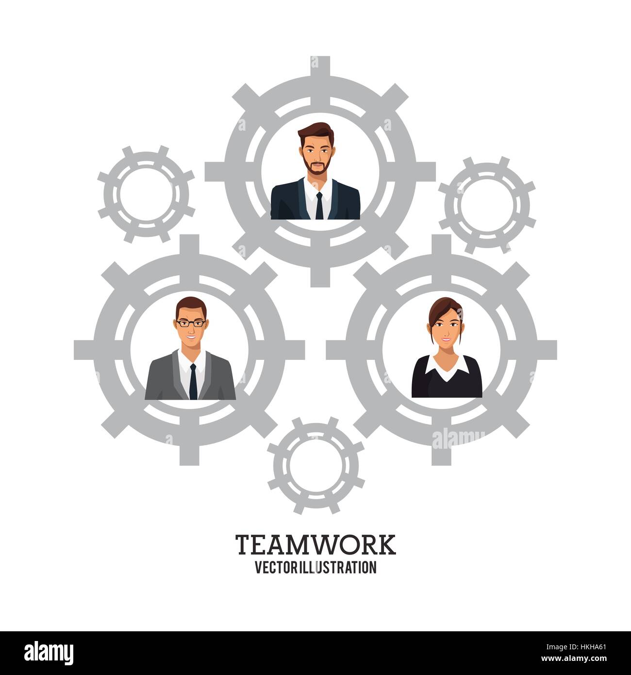 people business teamwork gears collaboration poster Stock Vector Image ...