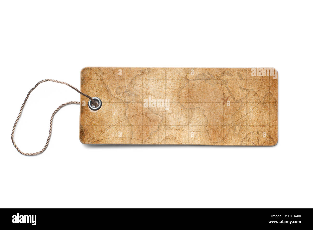brown cardboard tags with world map piece Stock Photo - Alamy