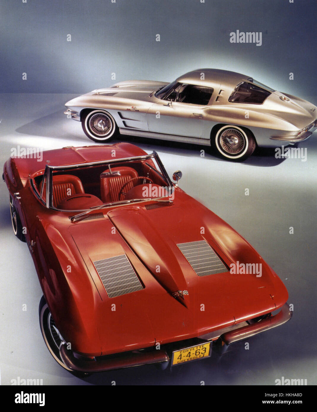 CORVETTE STING RAY advert 1963 with the Coupe at top and the red ...