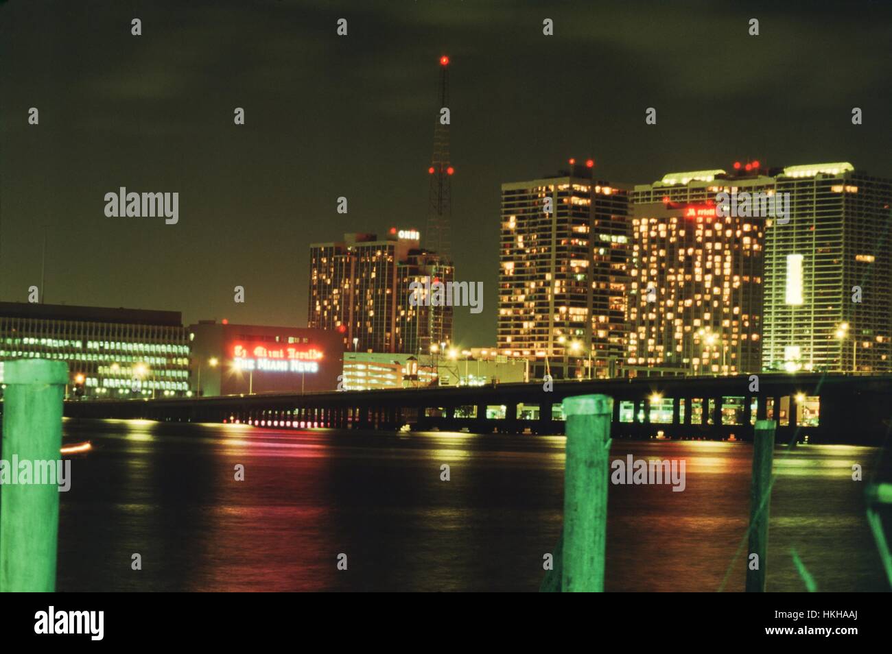 Miami Skyline At Night Neon