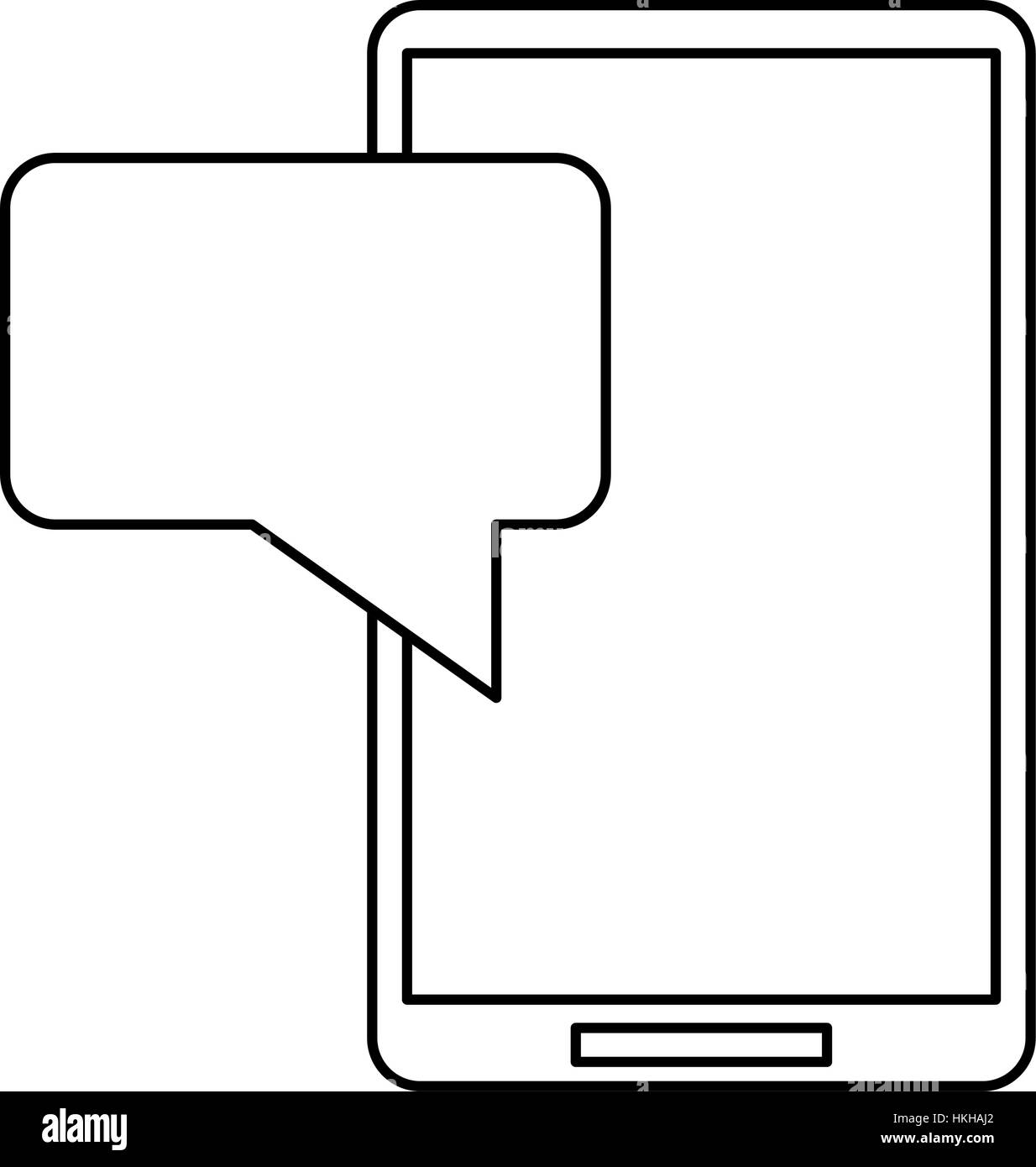 smartphone sms talking bubble speak thin line Stock Vector Image & Art ...