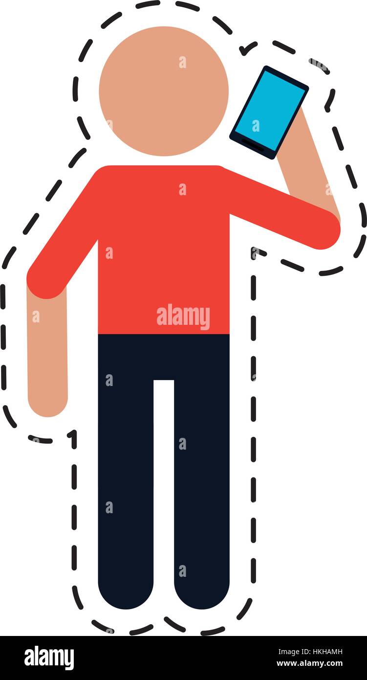 avatar using smarphone talking communication dot line Stock Vector ...