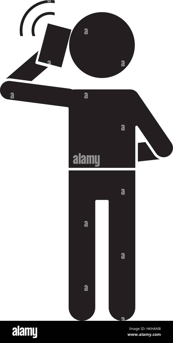 silhouette character user smartphone talking call Stock Vector Image ...