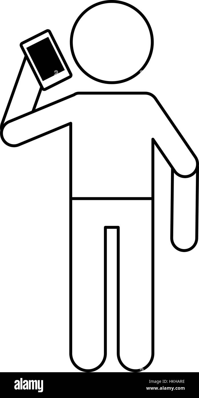 avatar using smarphone talking communication linear Stock Vector Image ...