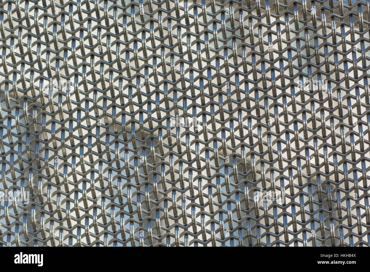 Macro close up of stainless steel mesh at the north end of London ...