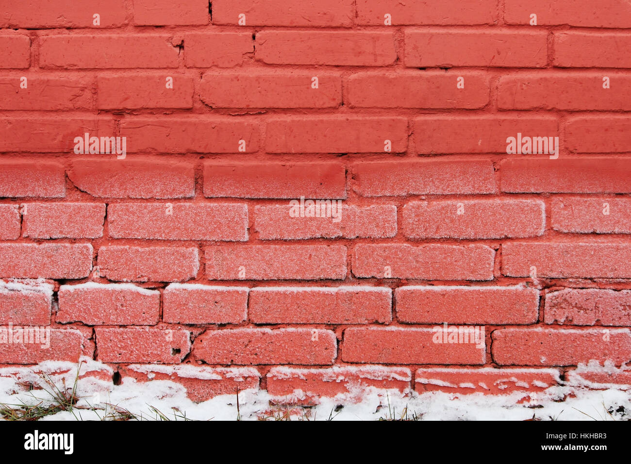 texture of bright red brick wall on a frost day outdoor Stock Photo - Alamy