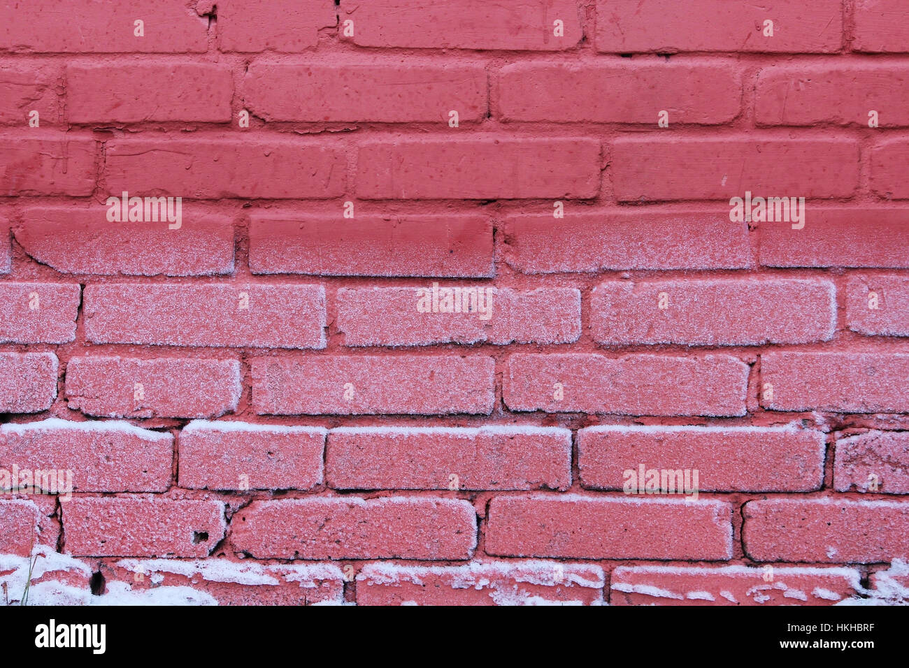 texture of bright red brick wall on a frost day outdoor Stock Photo - Alamy