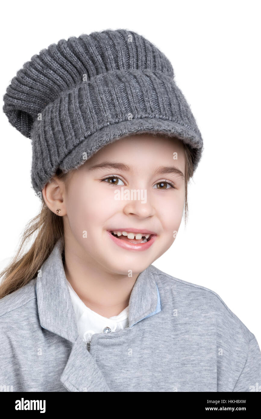 Beautiful little girl in cap Stock Photo - Alamy