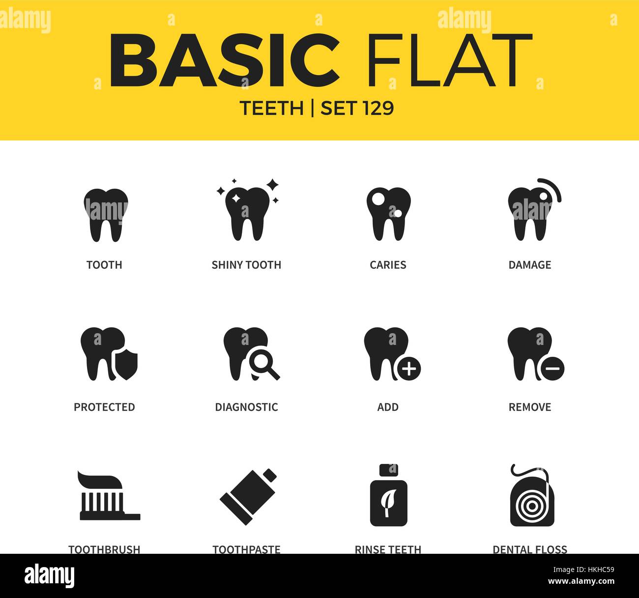 Basic set of Teeth icons Stock Vector Image & Art - Alamy