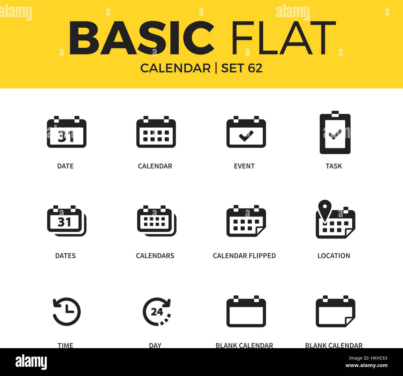 Basic set of Calendar icons Stock Vector Image & Art - Alamy