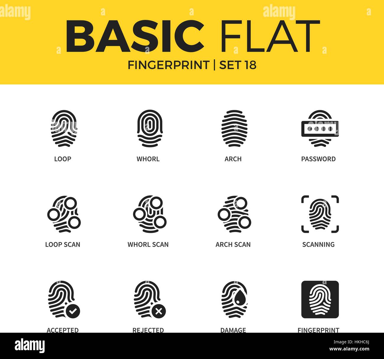 Basic set of Fingerprint icons Stock Vector Image & Art - Alamy