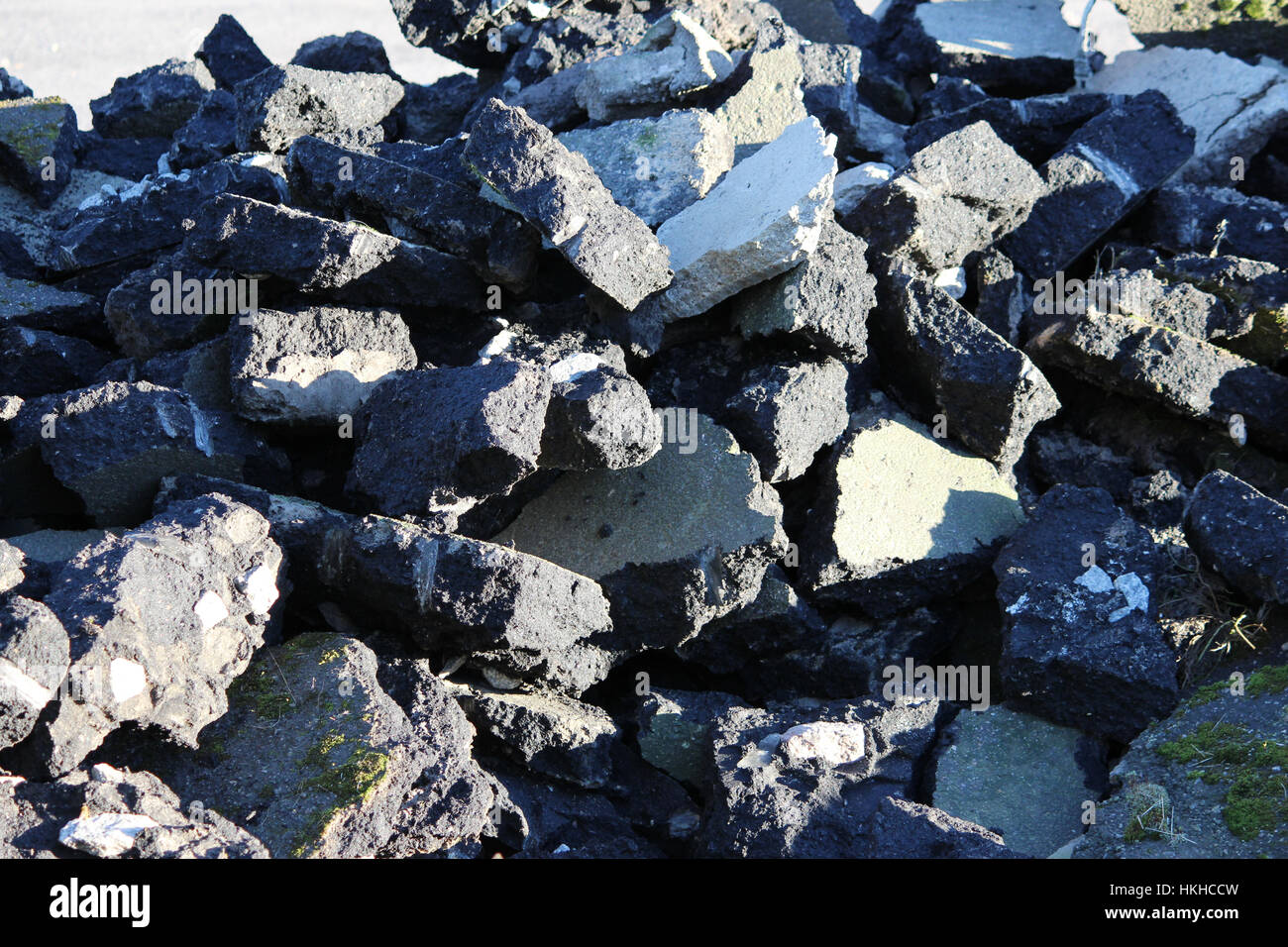 texture asphalt pieces, shot in the preparation of the old road to the ...