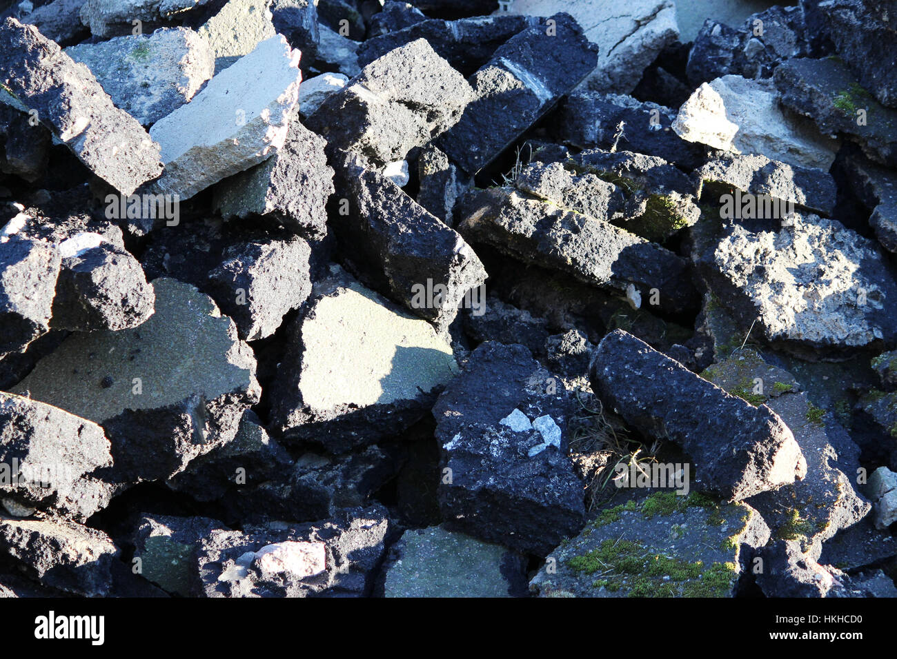 texture asphalt pieces, shot in the preparation of the old road to the ...
