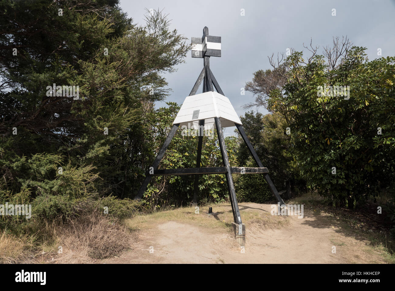 Trig Point at Cullen Point, Havelock, South Island, New Zealand Stock ...
