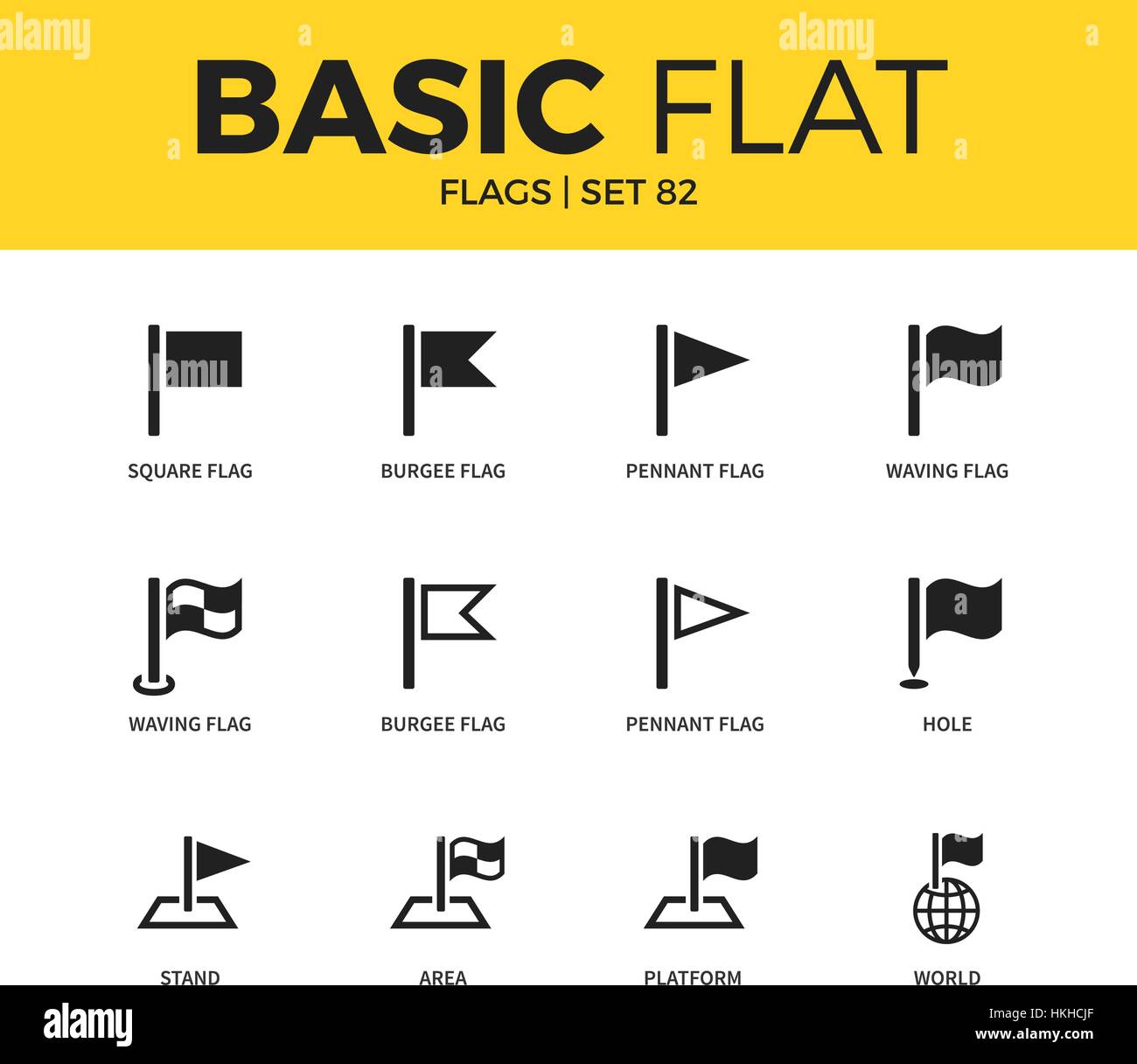 Flag start web pennant map icons set vector banner symbol hi-res stock photography and images ...