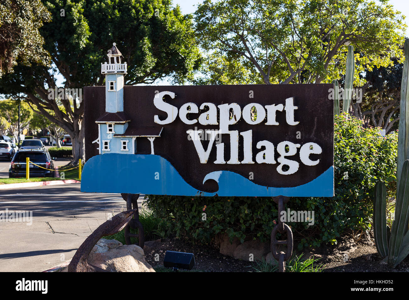 Entrance sign to Seaport Village, San Diego, California Stock Photo - Alamy