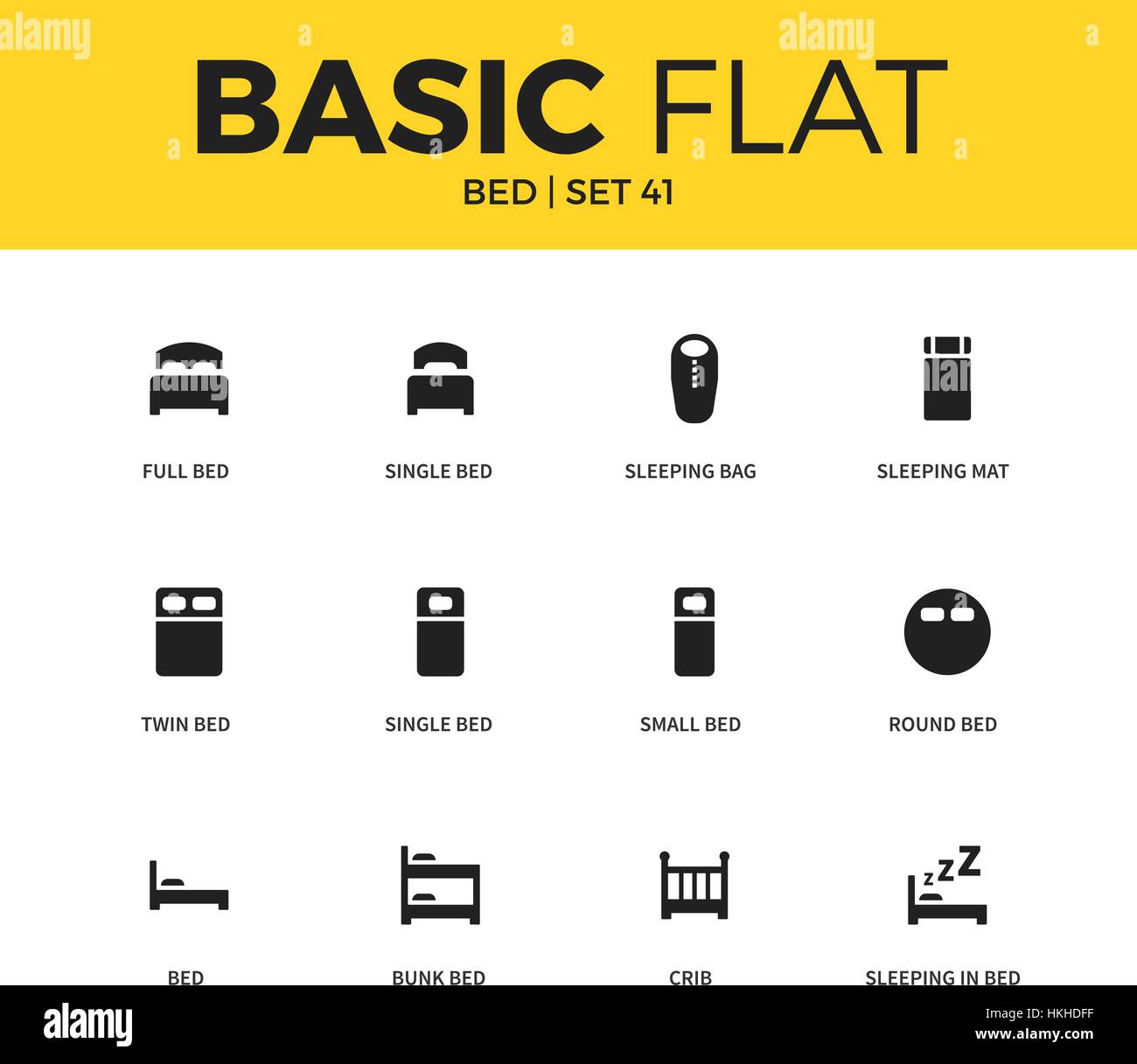 Basic set of bed icons Stock Vector Image & Art - Alamy