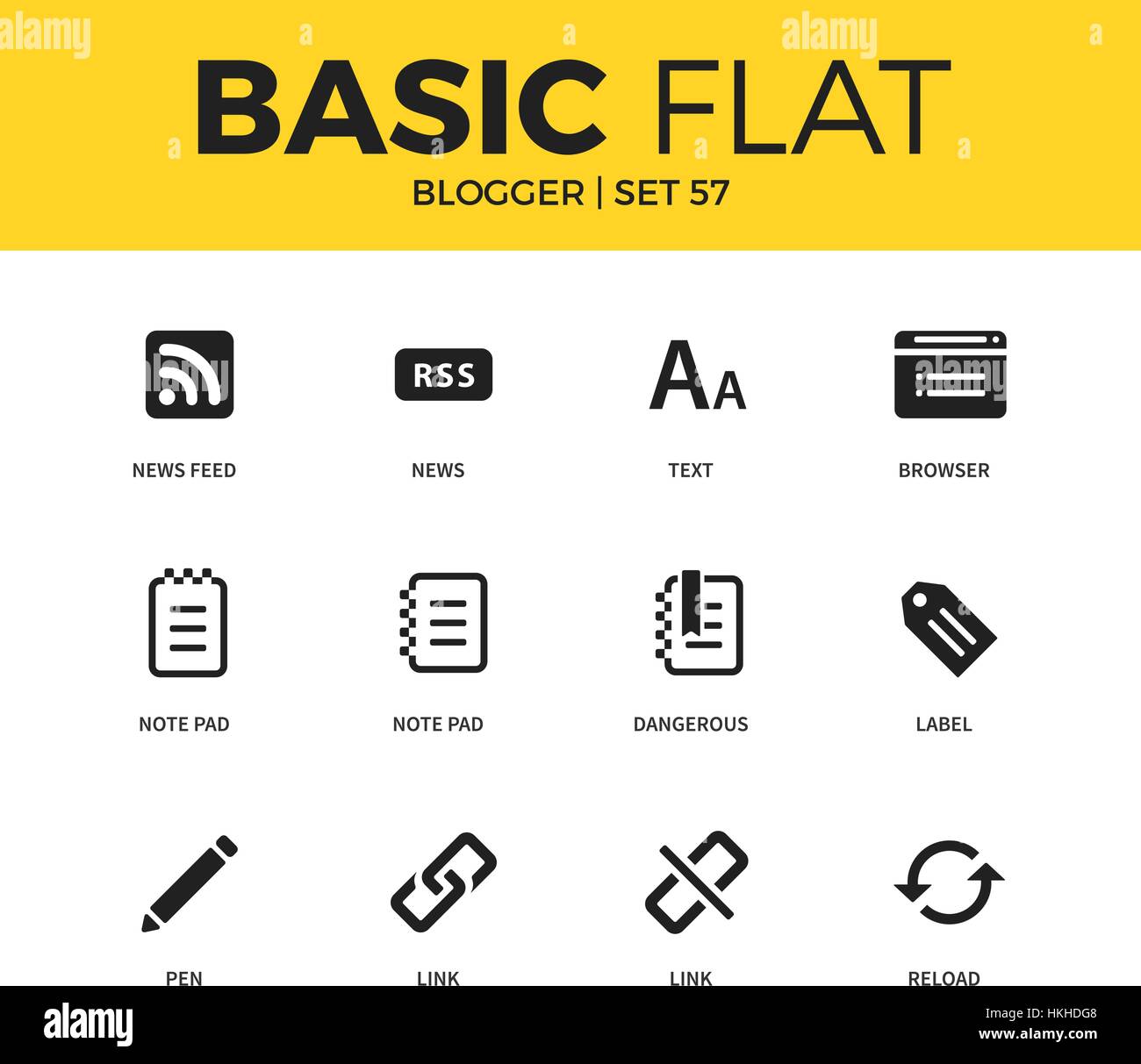 Basic set of blogger icons Stock Vector Image & Art - Alamy