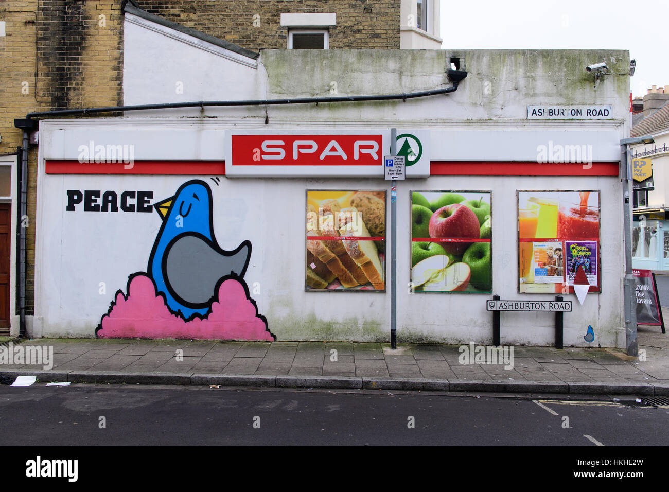 Street art on Spar convenience store Stock Photo - Alamy