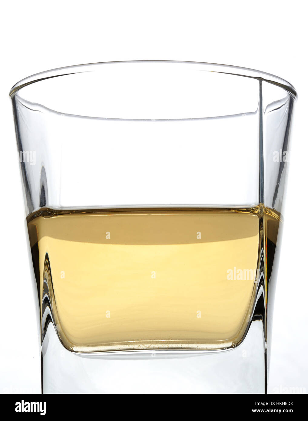square glass with rum on white background Stock Photo - Alamy
