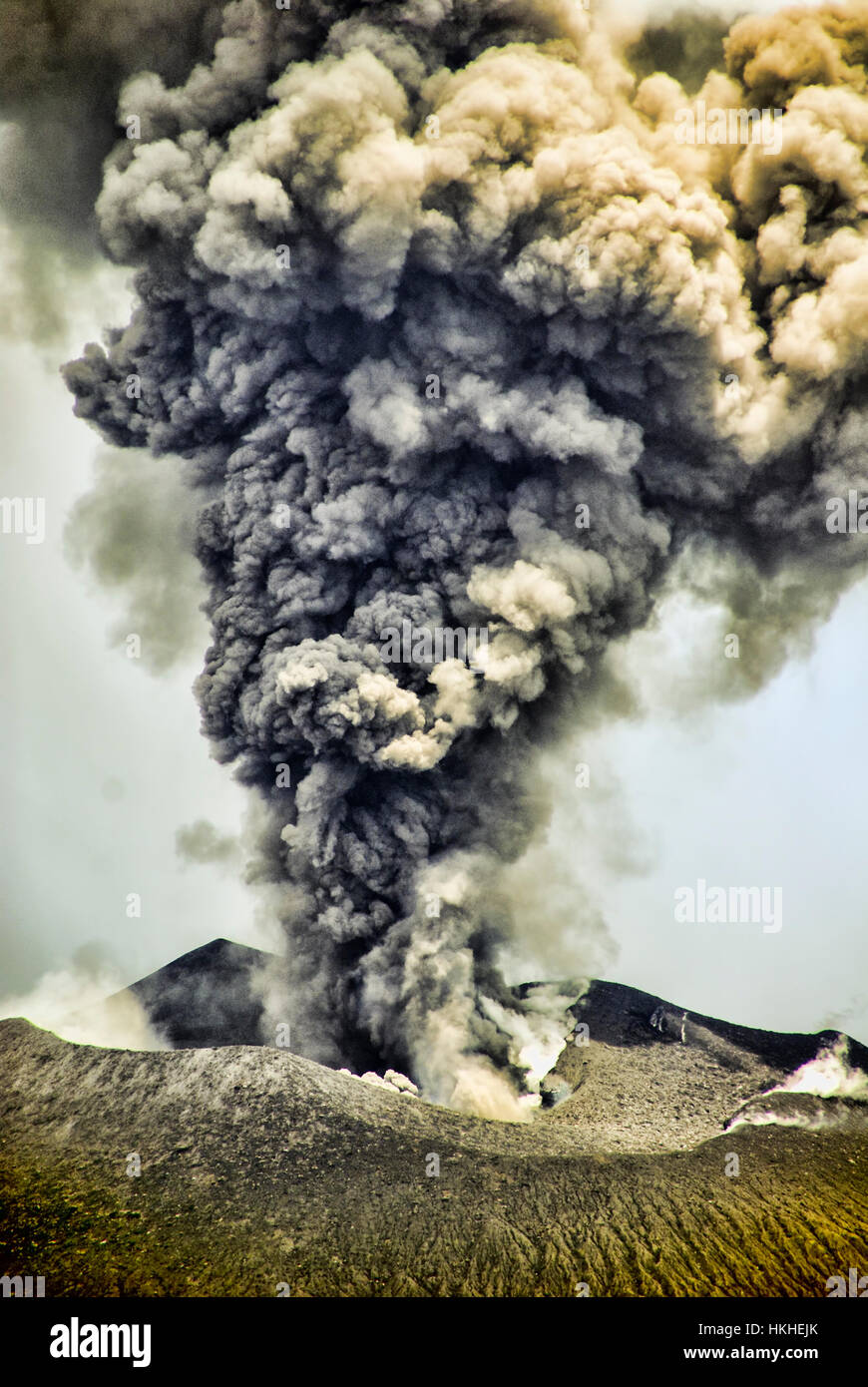 A view of the caldara of Mt. Tavurvur volcano when it is erupting. This ...
