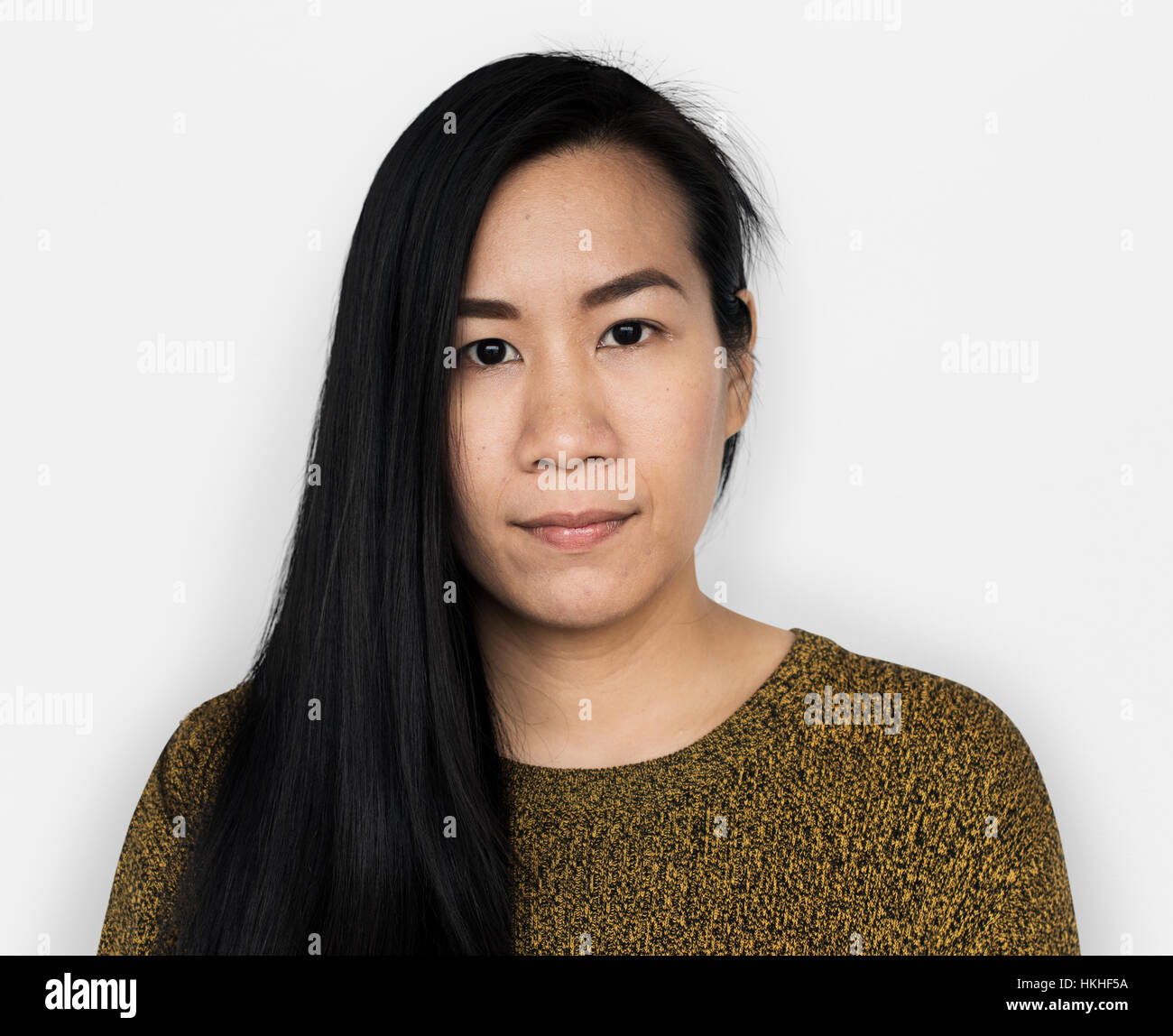 Asian Woman Front View Serious Concept Stock Photo - Alamy