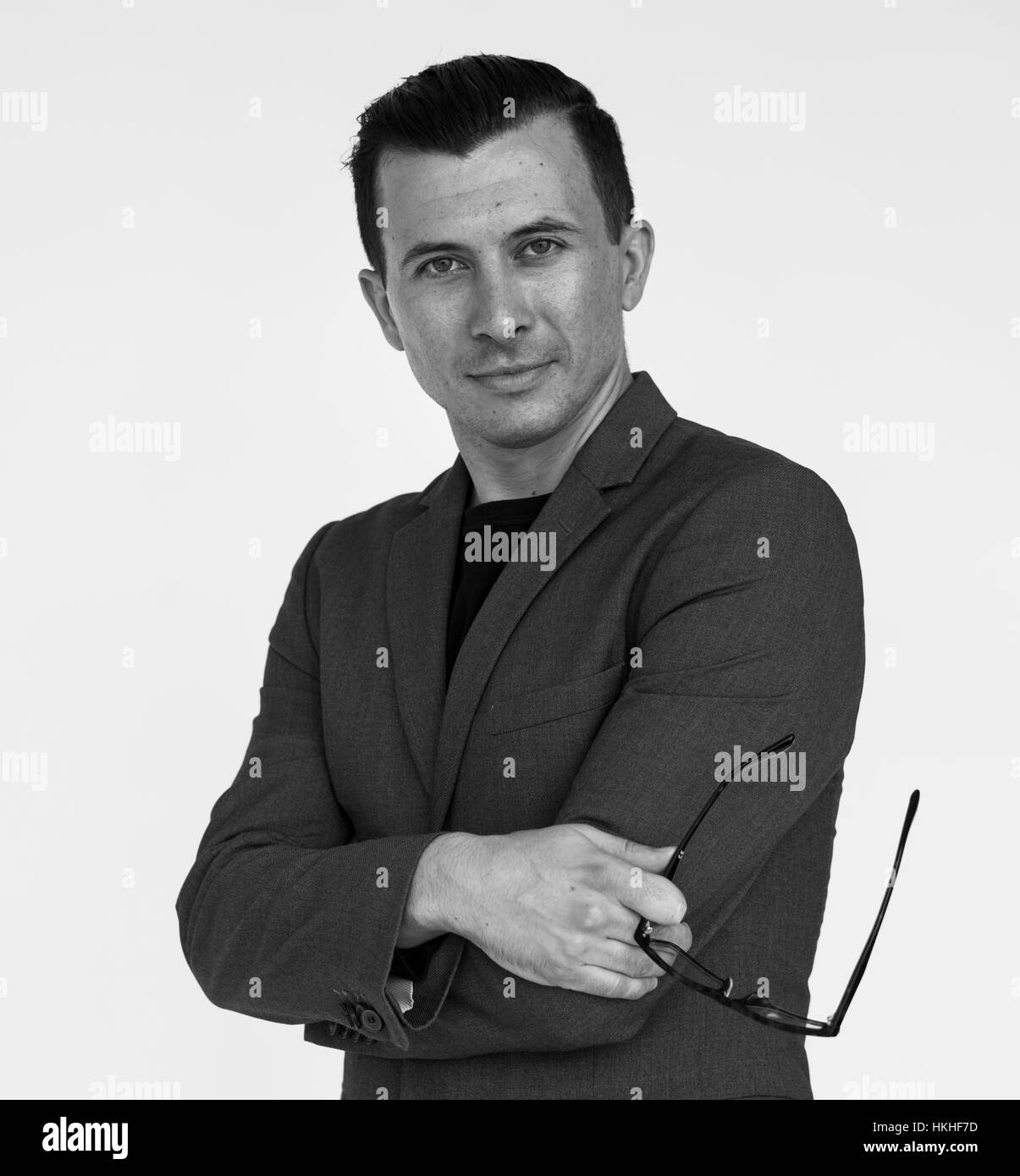 Studio portrait man glasses Black and White Stock Photos & Images - Alamy