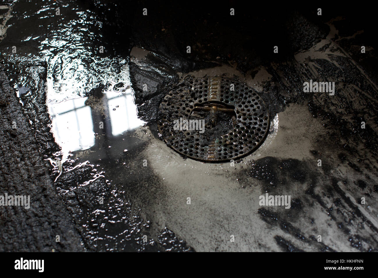 flood water and manhole. sewage lid, flooded, messy, unhygienic Stock ...