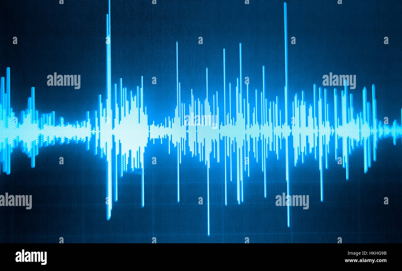 Sound recording studio audio wave on computer screen in professional ...