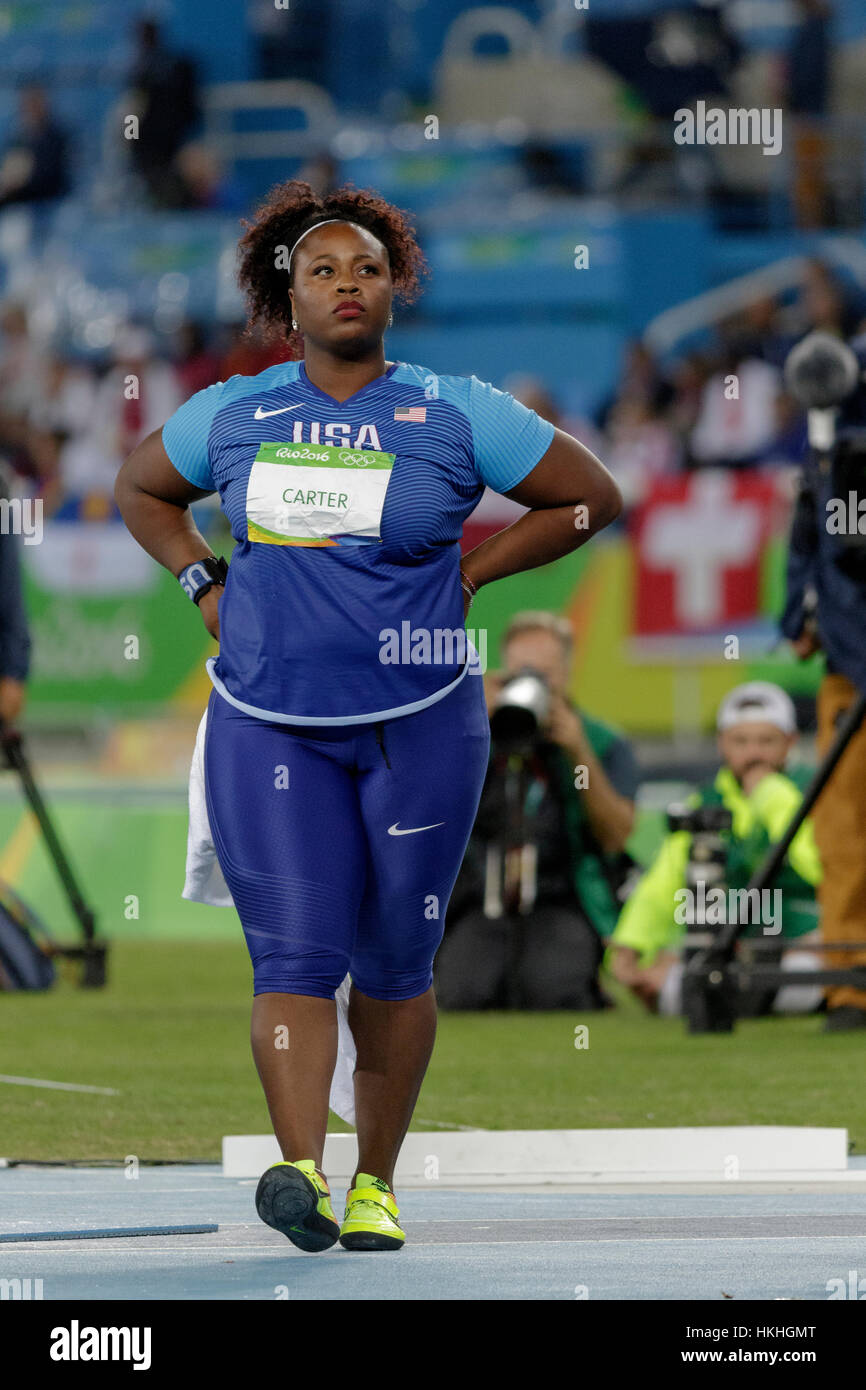 Rio de Janeiro, Brazil. 12 August 2016. Michelle Carter (USA) gold ...