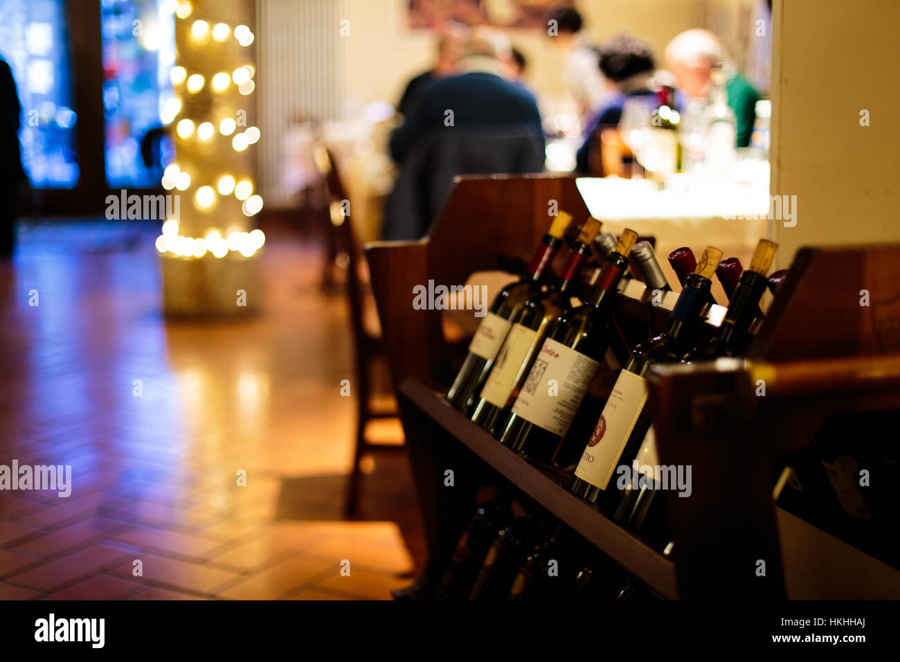 several bottles of wine in an italian restaurant Stock Photo - Alamy