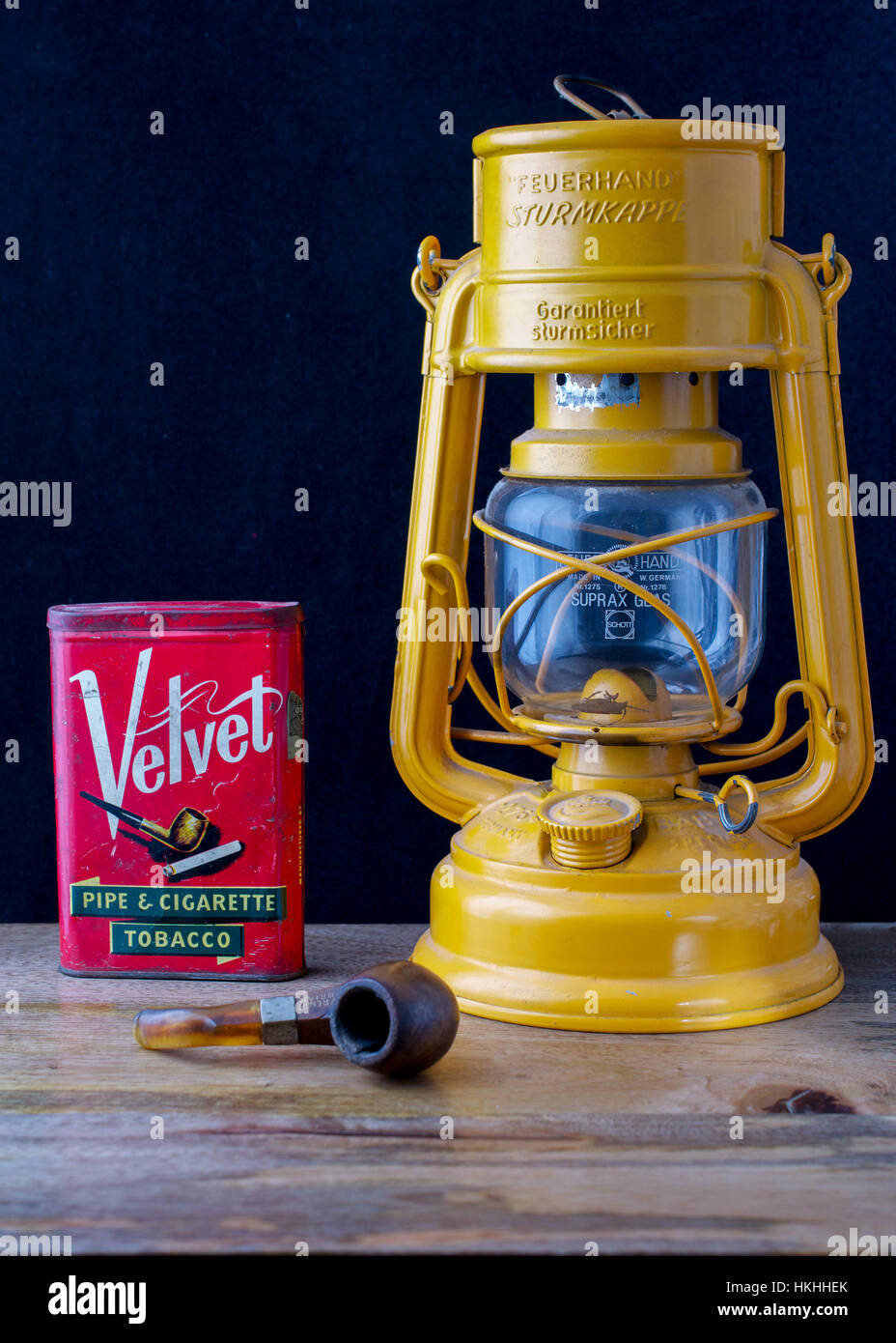 Digitally manipulated photograph displaying a German gas lantern and a ...