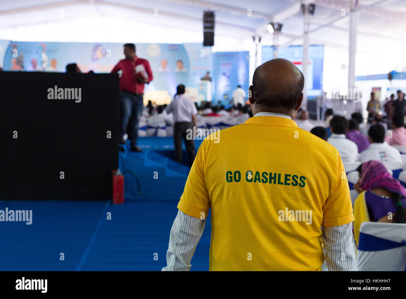 HYDERABAD, INDIA - JANUARY 19,2017 Volunteer at Digi Dhan Mela at ...
