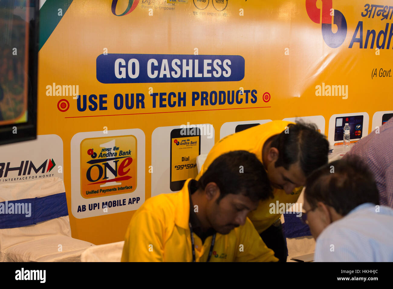 HYDERABAD, INDIA - JANUARY 19,2017 Visitors at Digi Dhan Mela at People ...