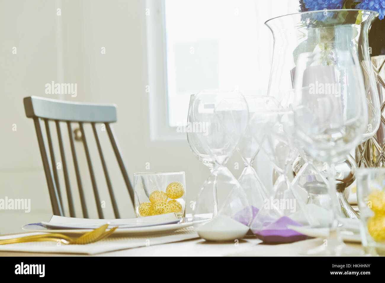 Detail image of Place settings on elegant dining table Stock Photo - Alamy