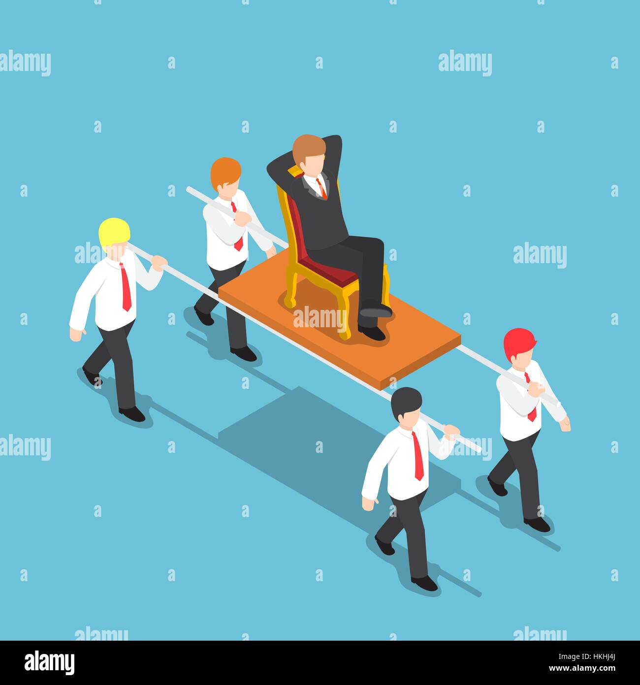 Flat 3d isometric businessman carrying his boss, bad leader and work ...