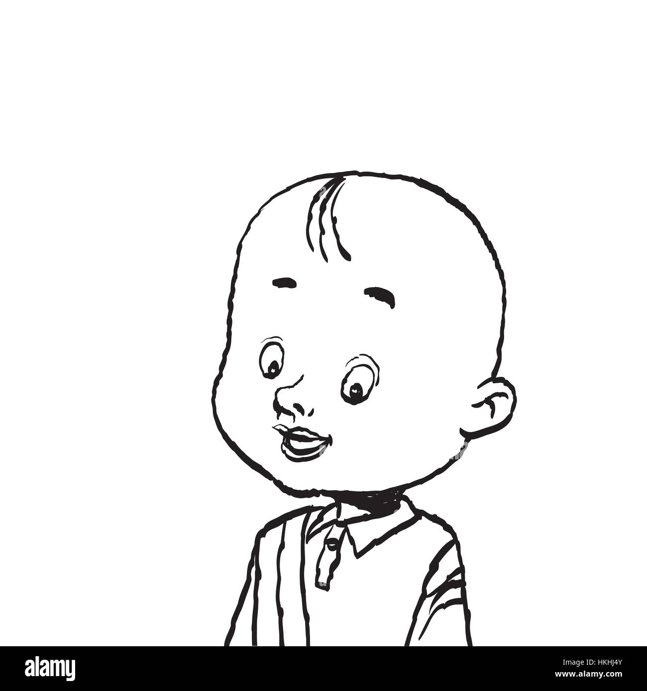 Portrait of a bald boy isolate illustration. Cartoon illustration ...