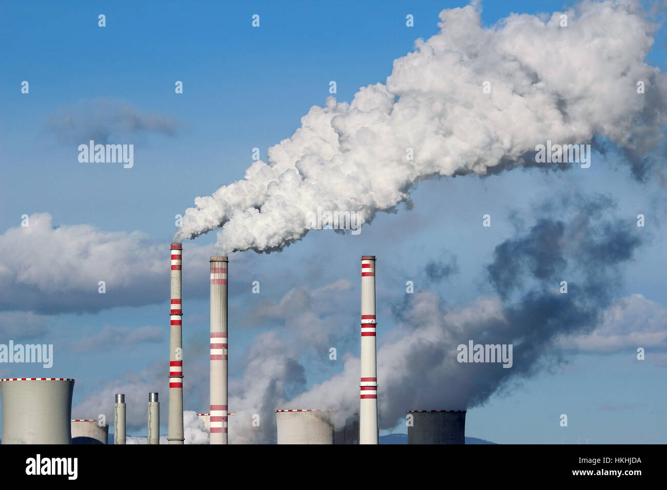 Huge white smoke from coal power plant Stock Photo - Alamy