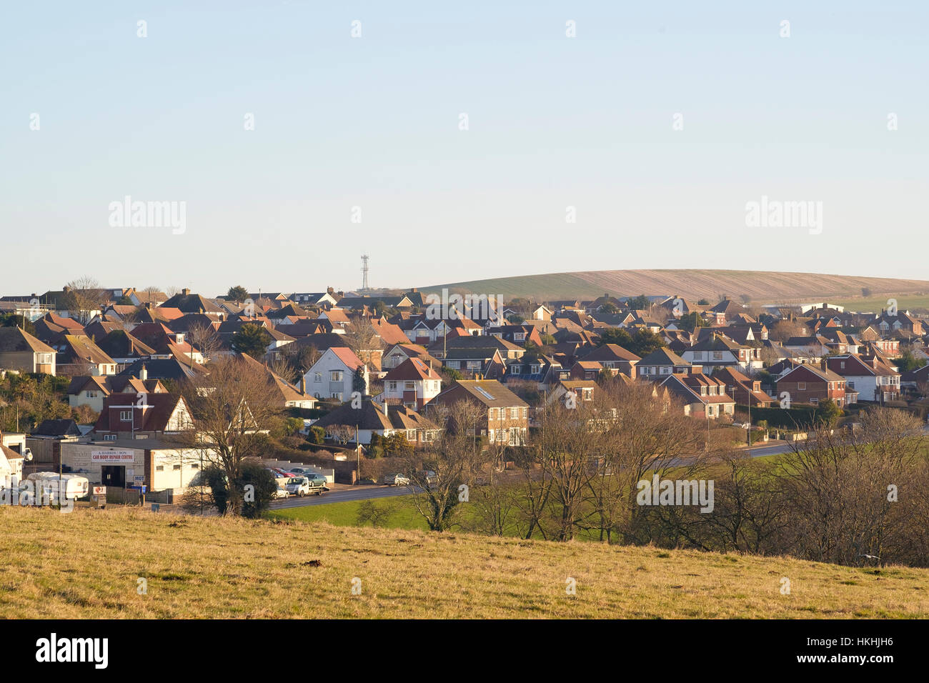 View of housing in Woodingdean, Brighton Stock Photo - Alamy