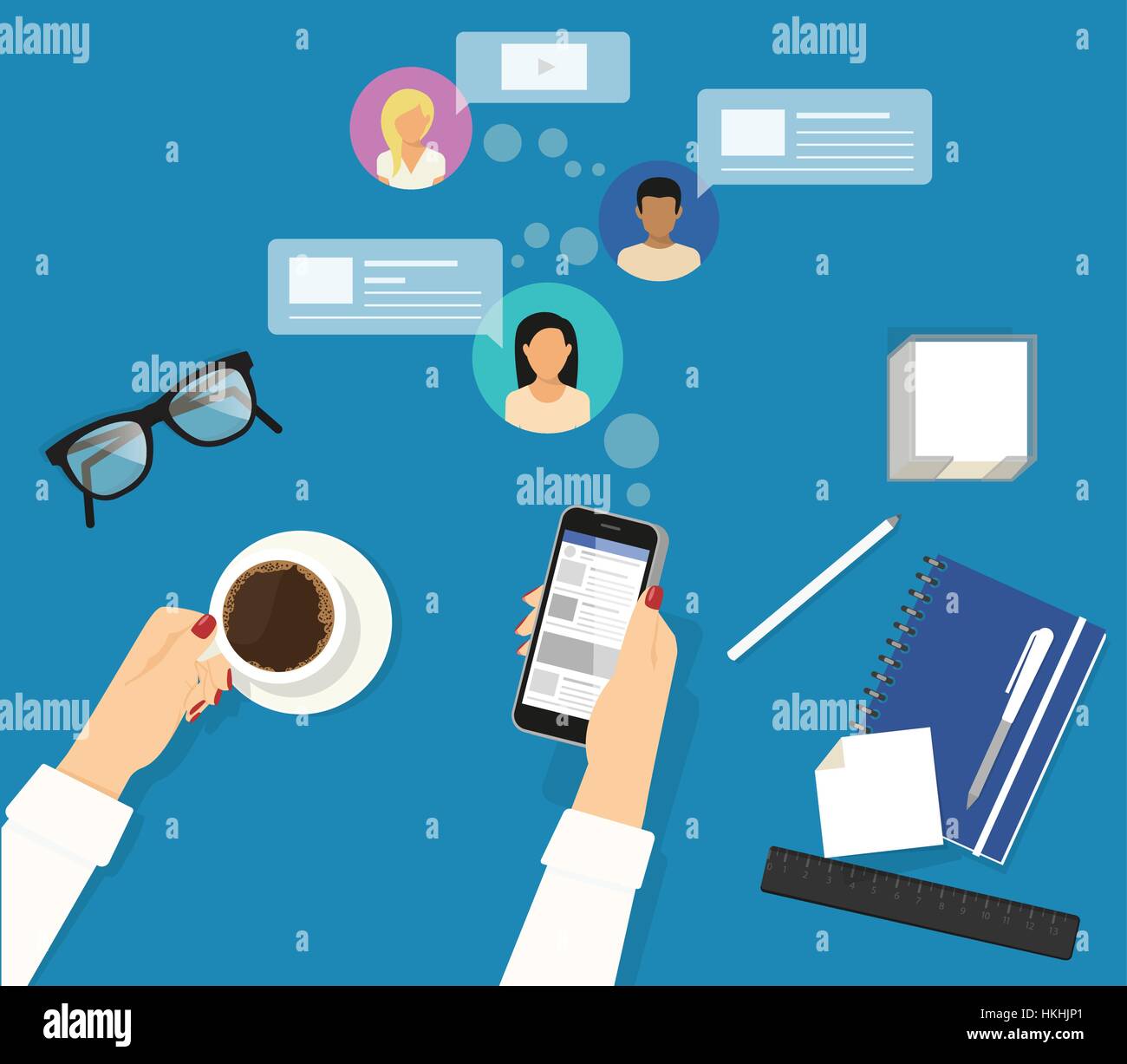 Man in office reading newspaper Stock Vector Images - Alamy