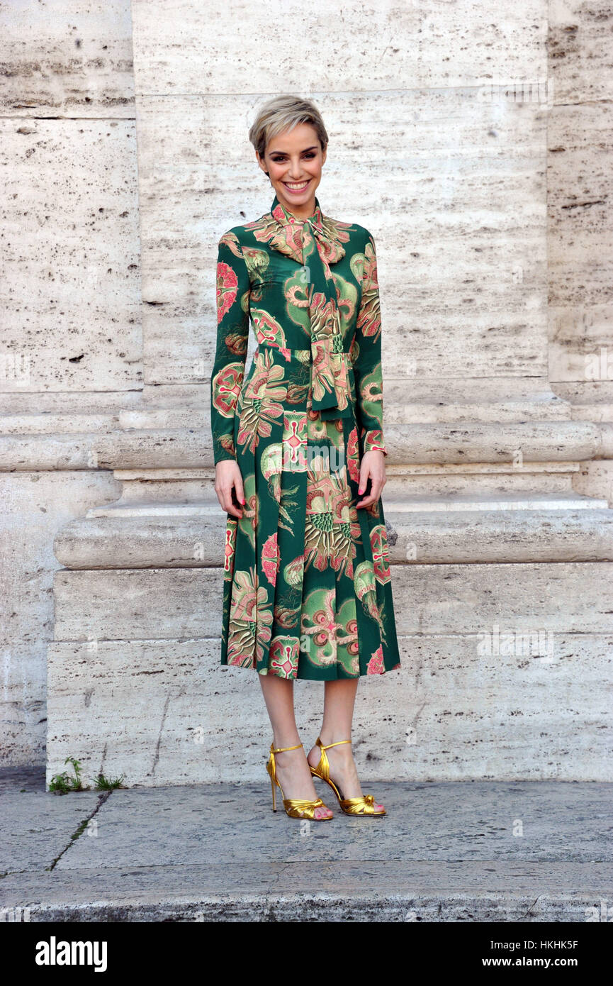 Elena Cucci, wearing a Gucci dress, at the photocall for 'Mister ...