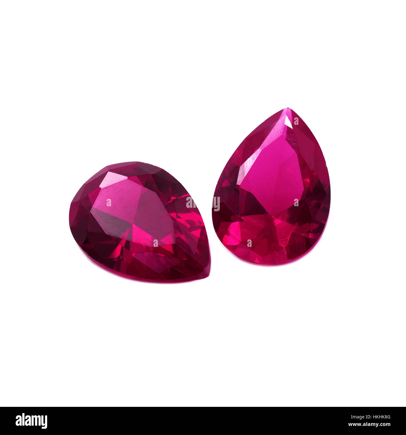 Pear Shape Diamond Cut Rubies on a White Background Stock Photo - Alamy
