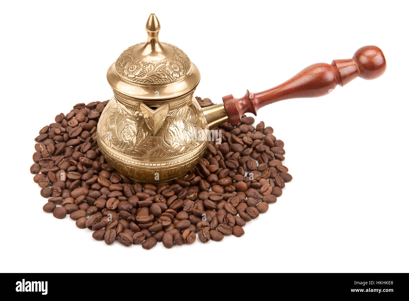Coffeepot on coffee beans Cut Out Stock Images & Pictures - Alamy