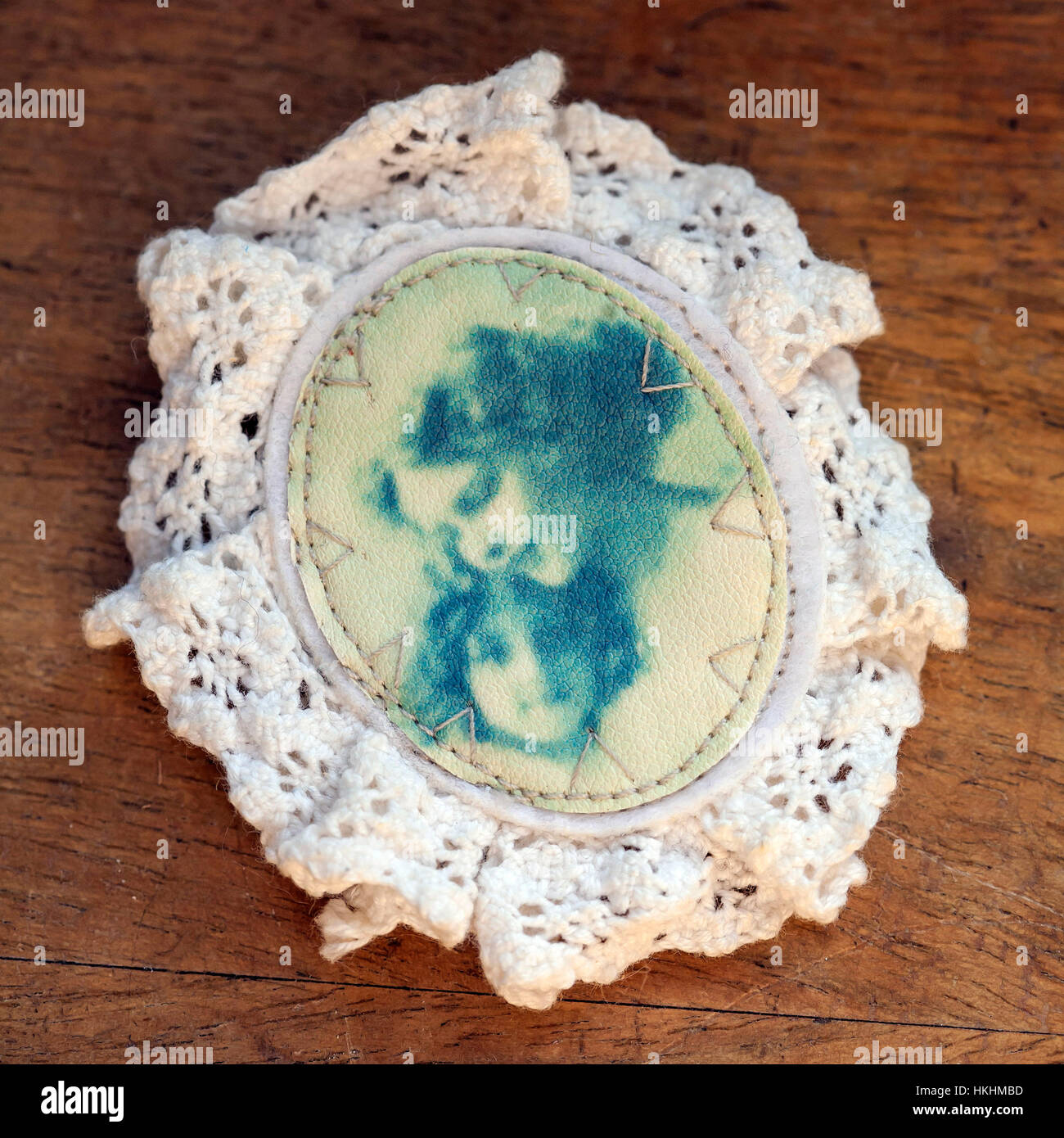 Original brooch pin product photo on wooden background Stock Photo - Alamy