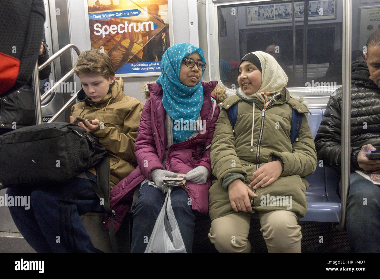 Children riding new york subway hi-res stock photography and images - Alamy