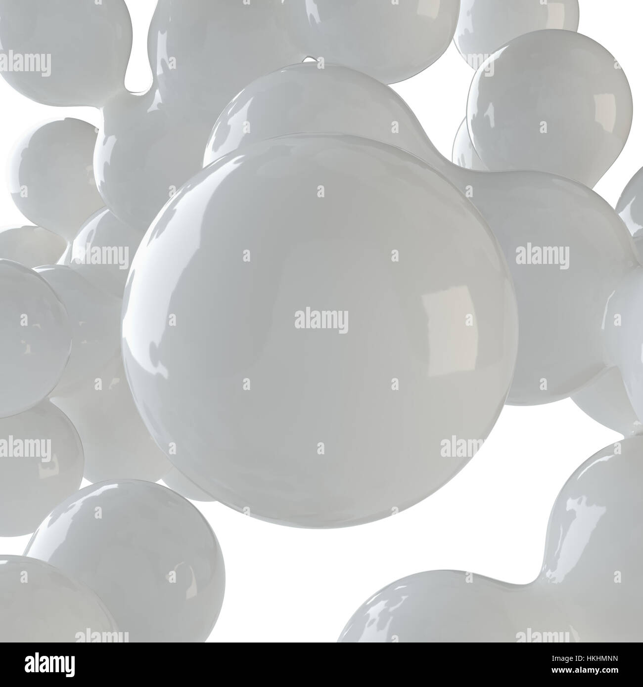Abstract group of white spheres on white background. 3D Illustration ...