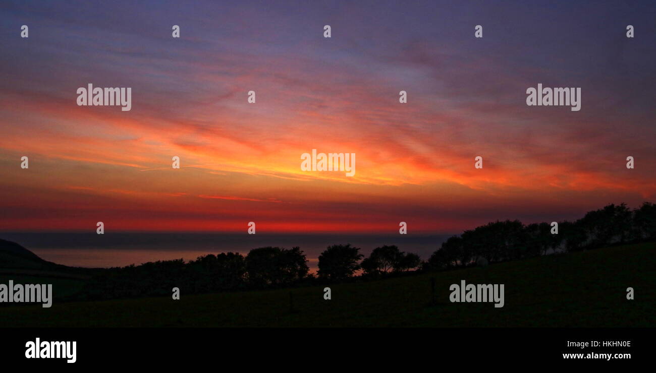 Sunset from Dean Cross, Lynton, Exmoor Stock Photo - Alamy